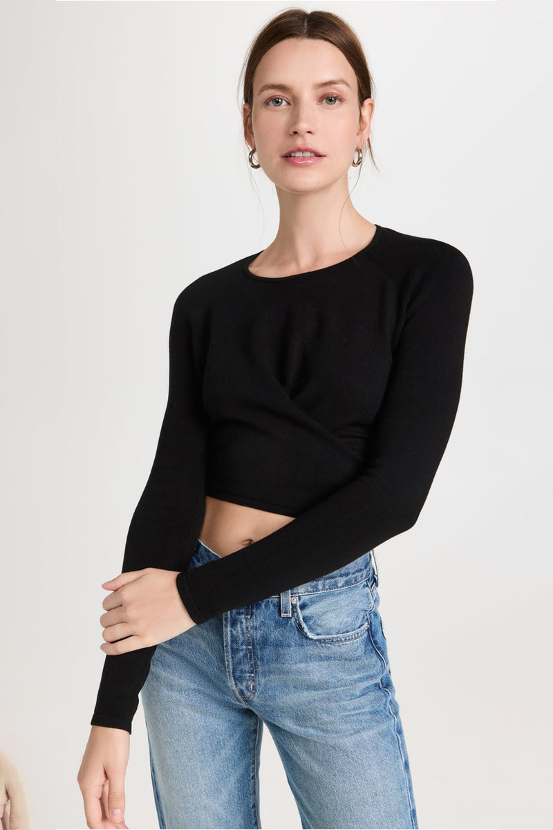 JoosTricot Black Open Back Wrap Top